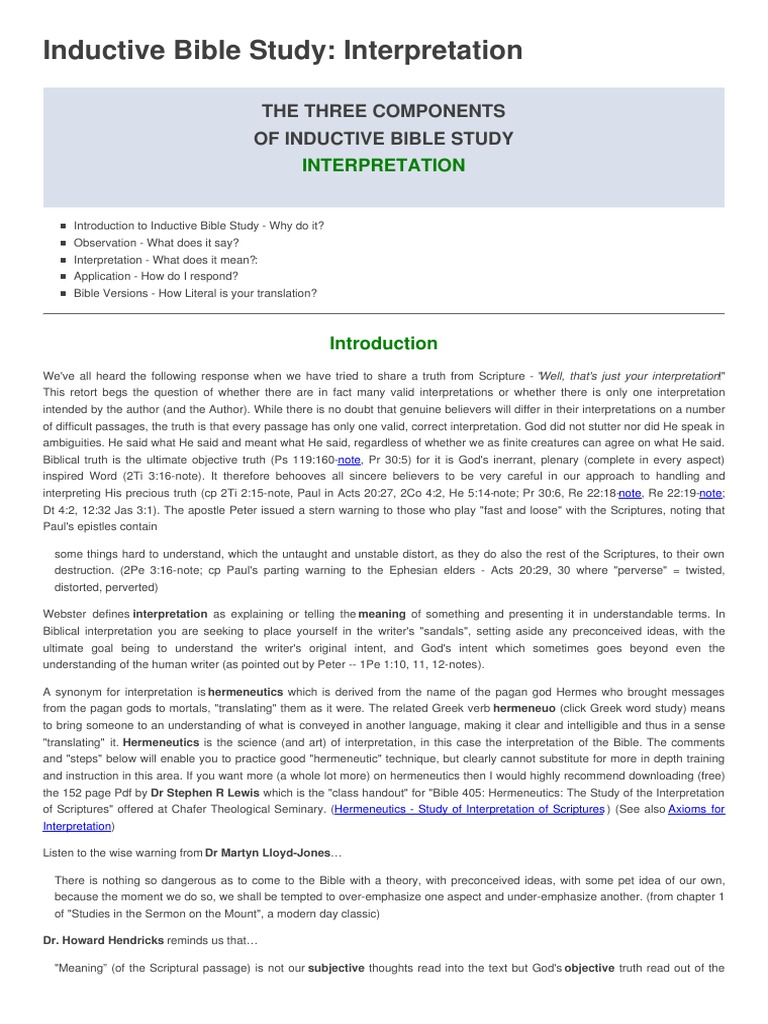 Inductive Bible Study Interpretation | PDF | Biblical Inerrancy ...