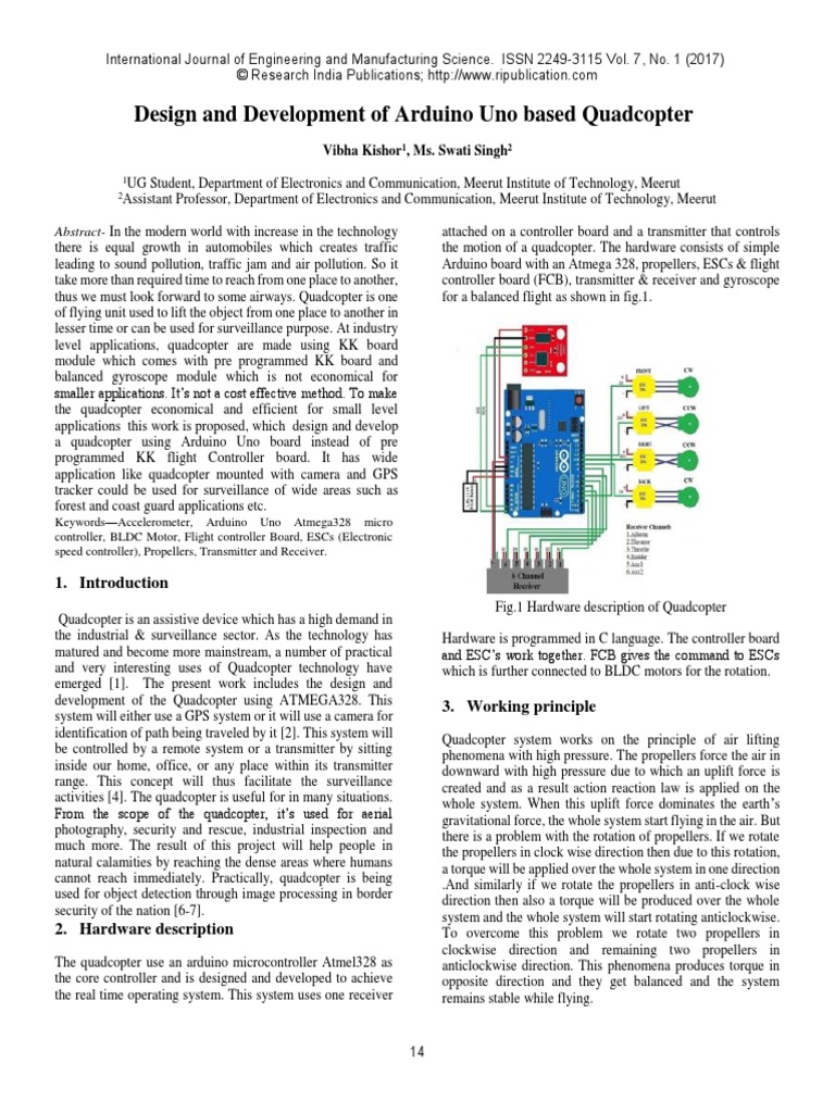 Arduino Drone | PDF | Quadcopter | Flight Dynamics (Fixed Wing Aircraft)