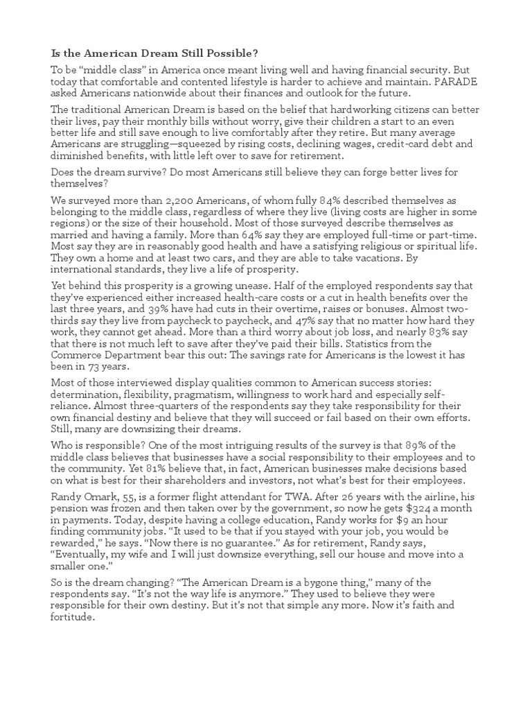 Is The American Dream Still Possible | PDF | Retirement | The United States