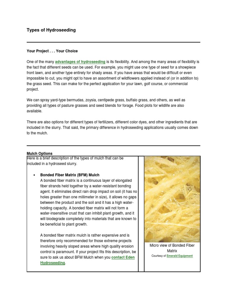 Types of Hydroseeding | PDF | Mulch | Soil