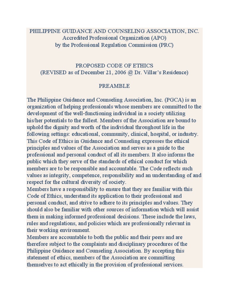 Philippine Guidance and Counseling Association | PDF | School Counselor ...