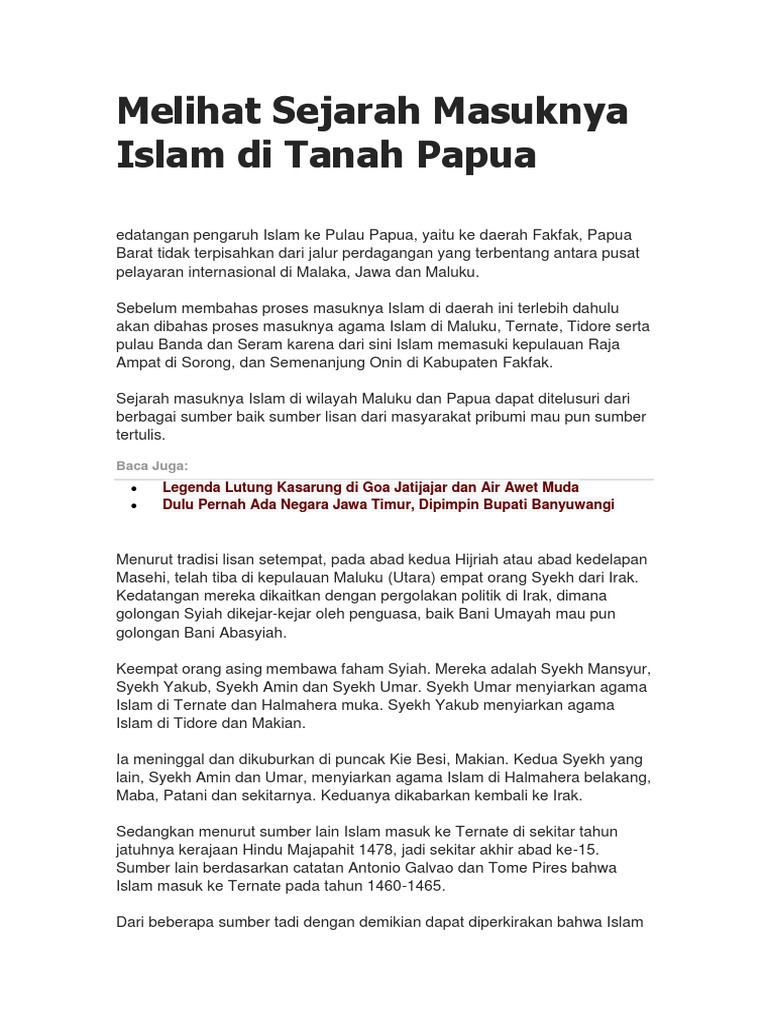 Sejarah Islam di Papua | PDF