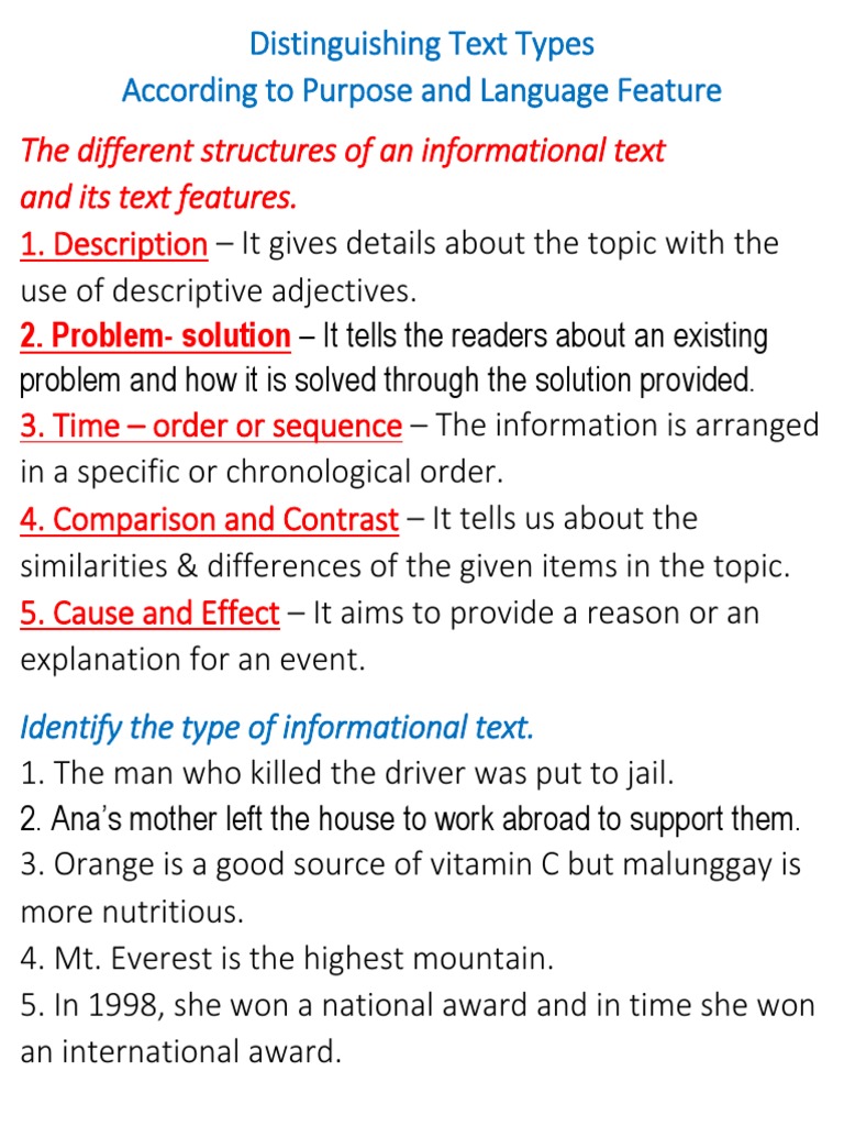Distinguishing Text Types Pdf