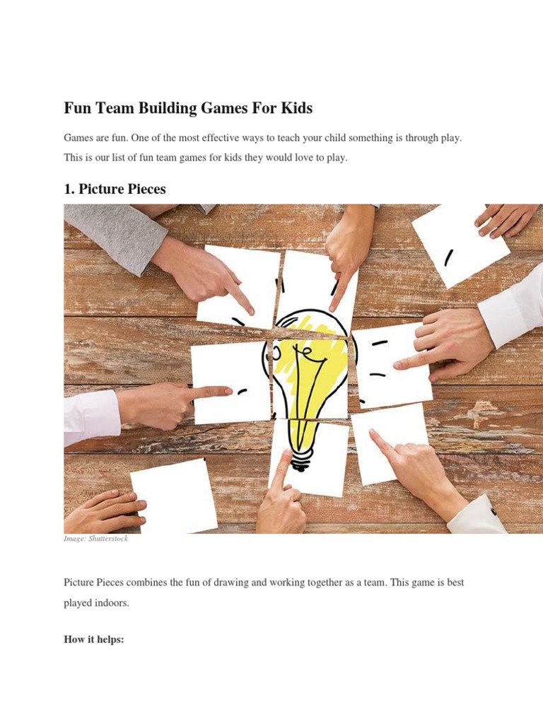 Fun Team Building Games For Kids - Activity | PDF | Facilitator | Drawing