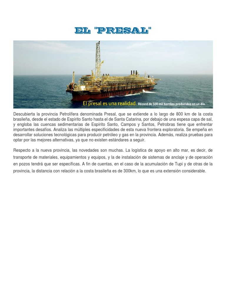 PRESAL | PDF | Petróleo | Energía y recursos