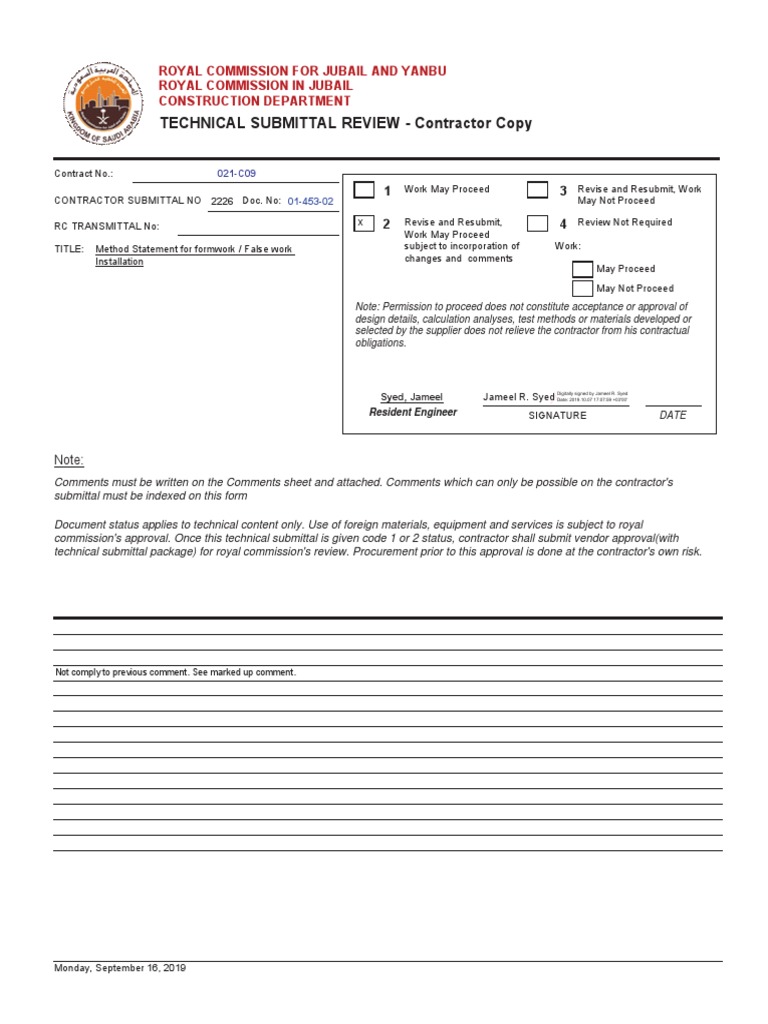 Method Statement For Formwork Falsework Pdf Pdf Procurement