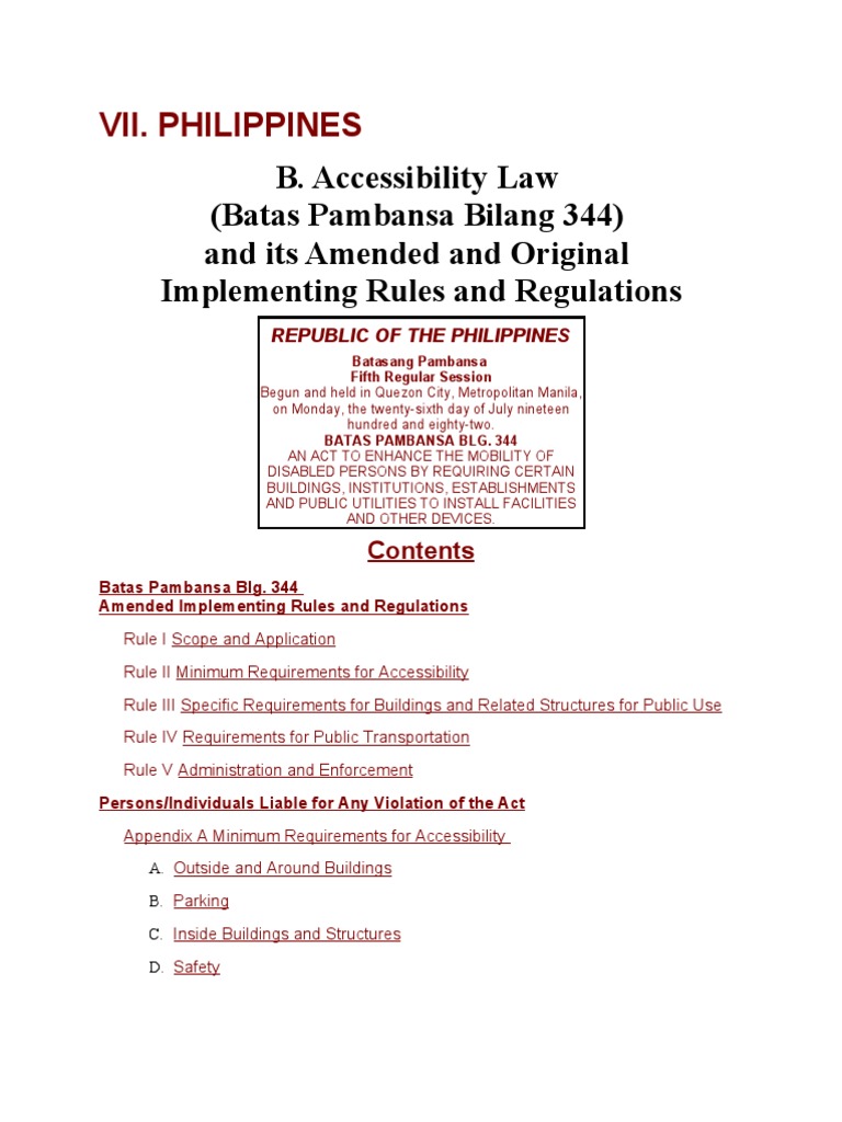 Accessibility Law (BP 344) | PDF | Wheelchair | Public Transport