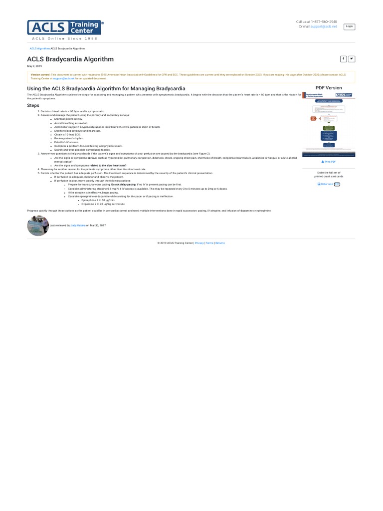 ACLS Bradycardia Algorithm | PDF | Heart Rate | Heart