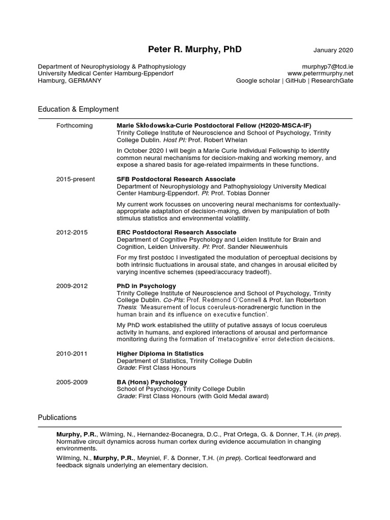 CV | PDF | Cognitive Neuroscience | Decision Making