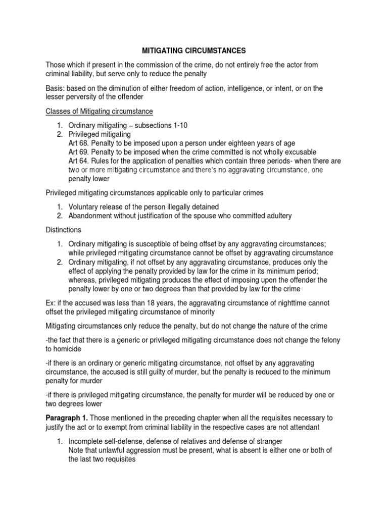 Mitigating Circumstances | Download Free PDF | Mitigating Factor | Murder