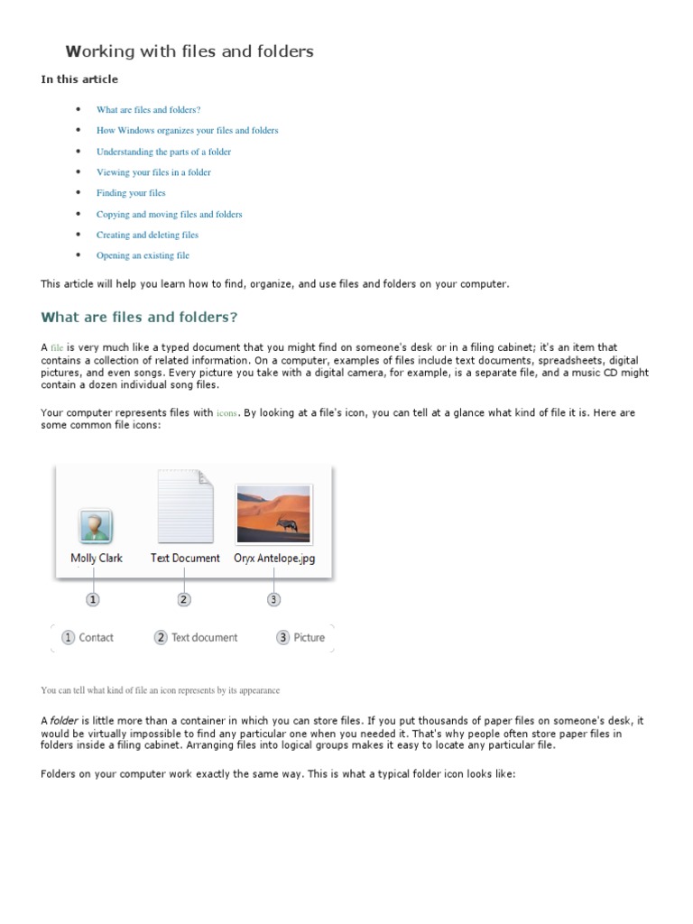 Working With Files and Folders | PDF | Computer File | Icon (Computing)