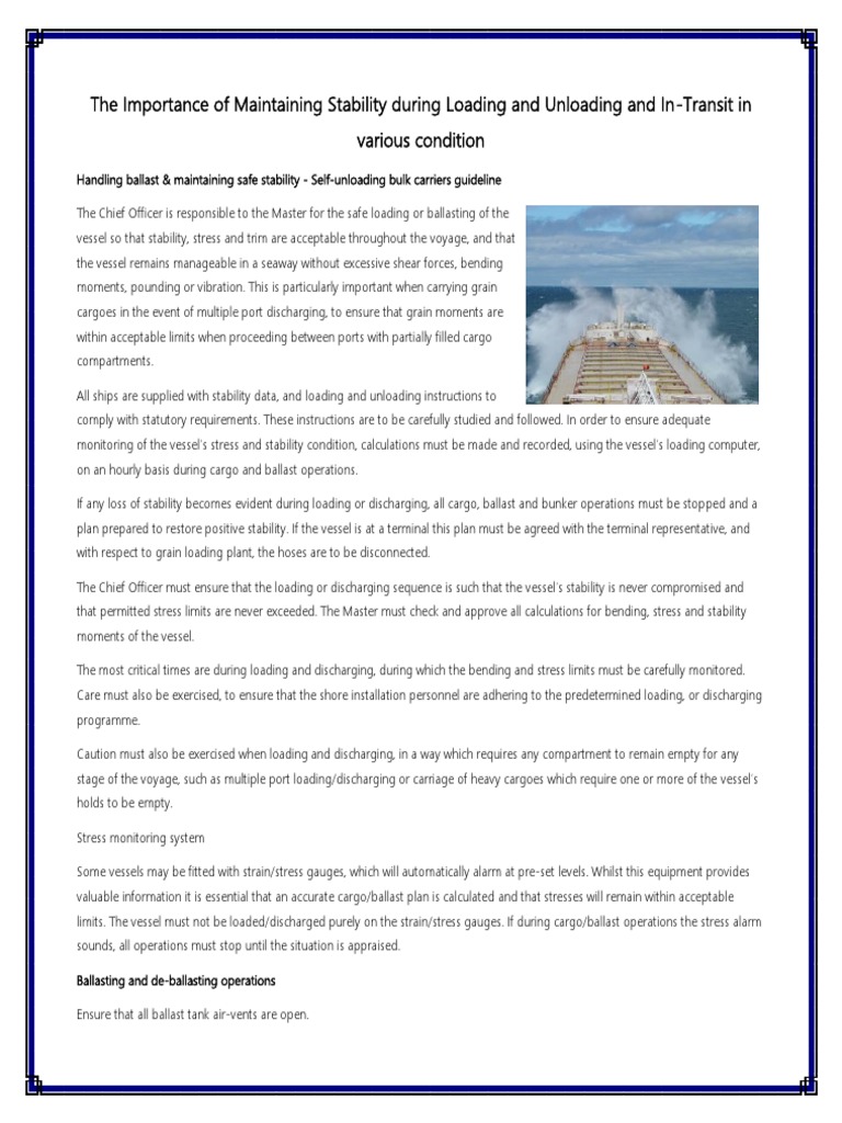 Ensuring Ship Stability During Operations | PDF | Ships | Safety