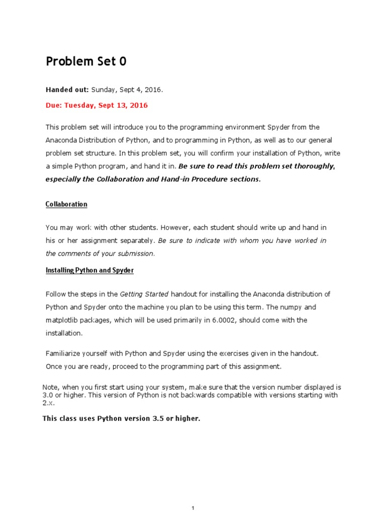 MIT6 0001F16 ProblemSet0 PDF | PDF | Python (Programming Language) | Computer Program