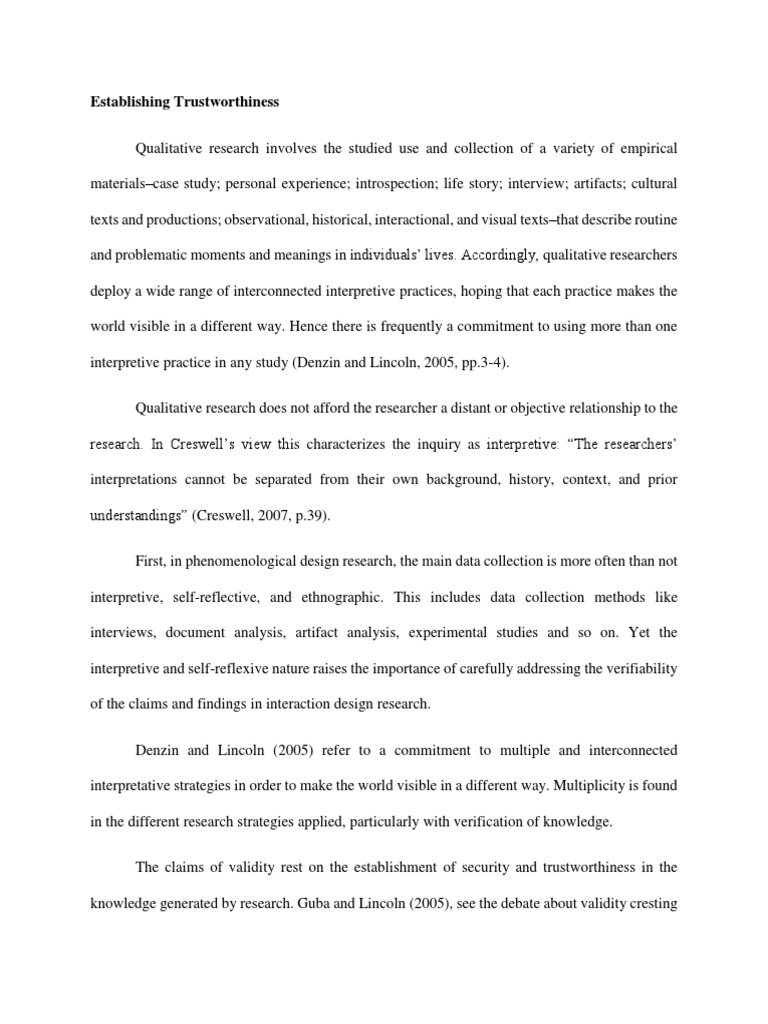 Establishing Trustworthiness | PDF | Qualitative Research | Inquiry