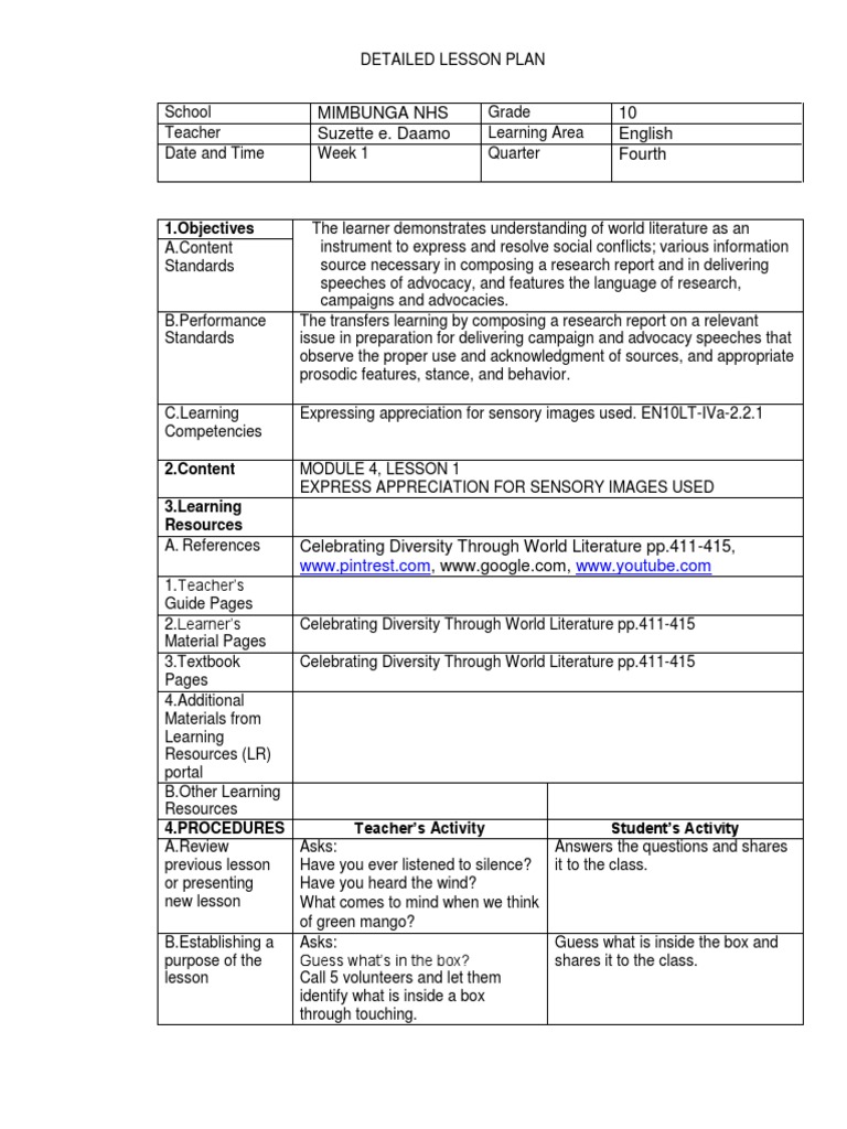 DLP For GR 10 | PDF | The Little Prince | Lesson Plan
