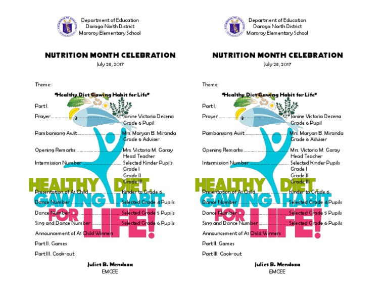 Nutrition Month Celebration Program | PDF | Determinants Of Health ...