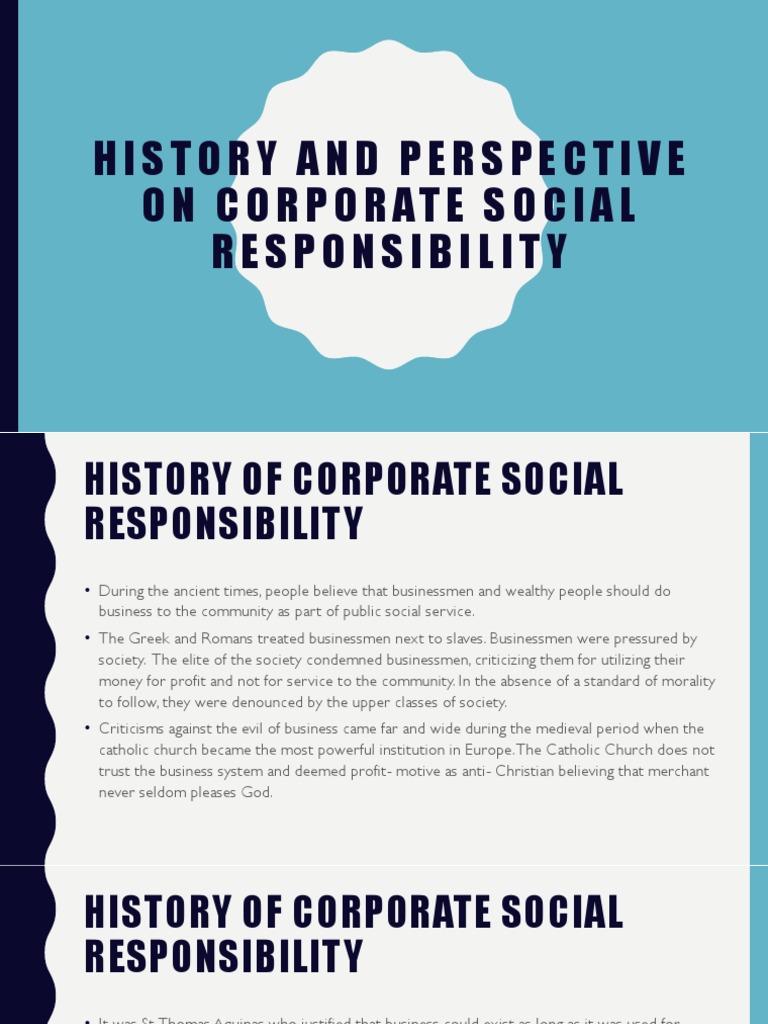 History of and Perspective On Corporate Social Responsibility | PDF ...