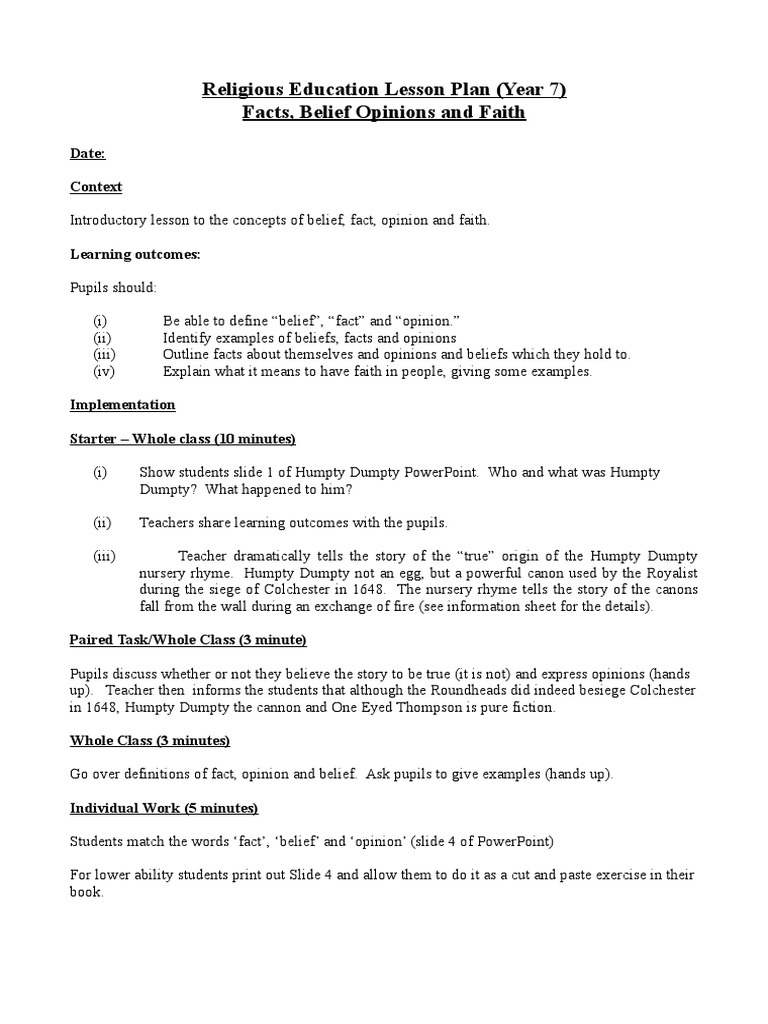 Year 7 Religious Education Lesson Plan | PDF | Faith | Microsoft Power ...