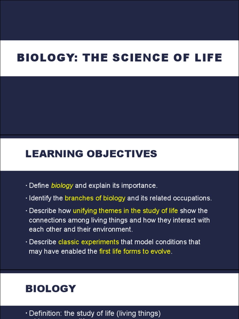 Lesson 1 - Biology The Science of Life | PDF | Abiogenesis | Biology