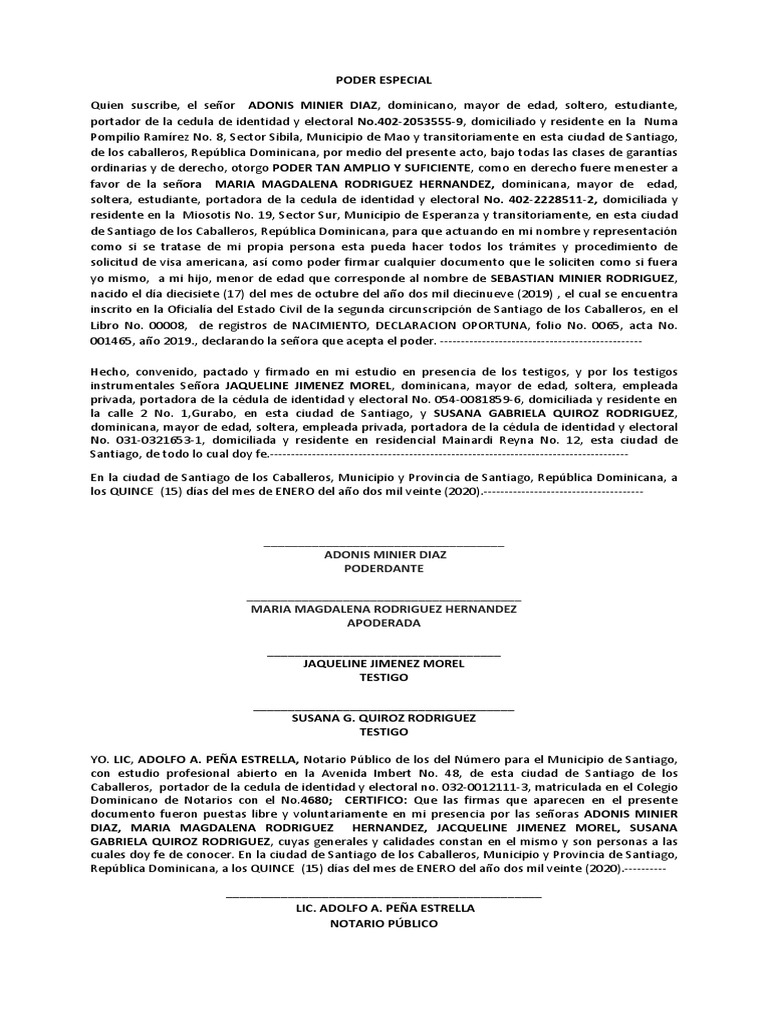 Poder Especial Adonis Minier | PDF | República Dominicana | Gobierno
