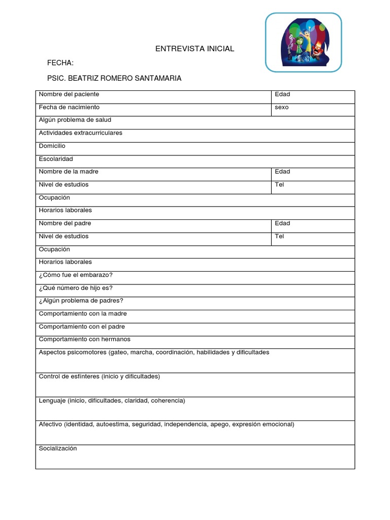 Entrevista Inicial Infantil | PDF