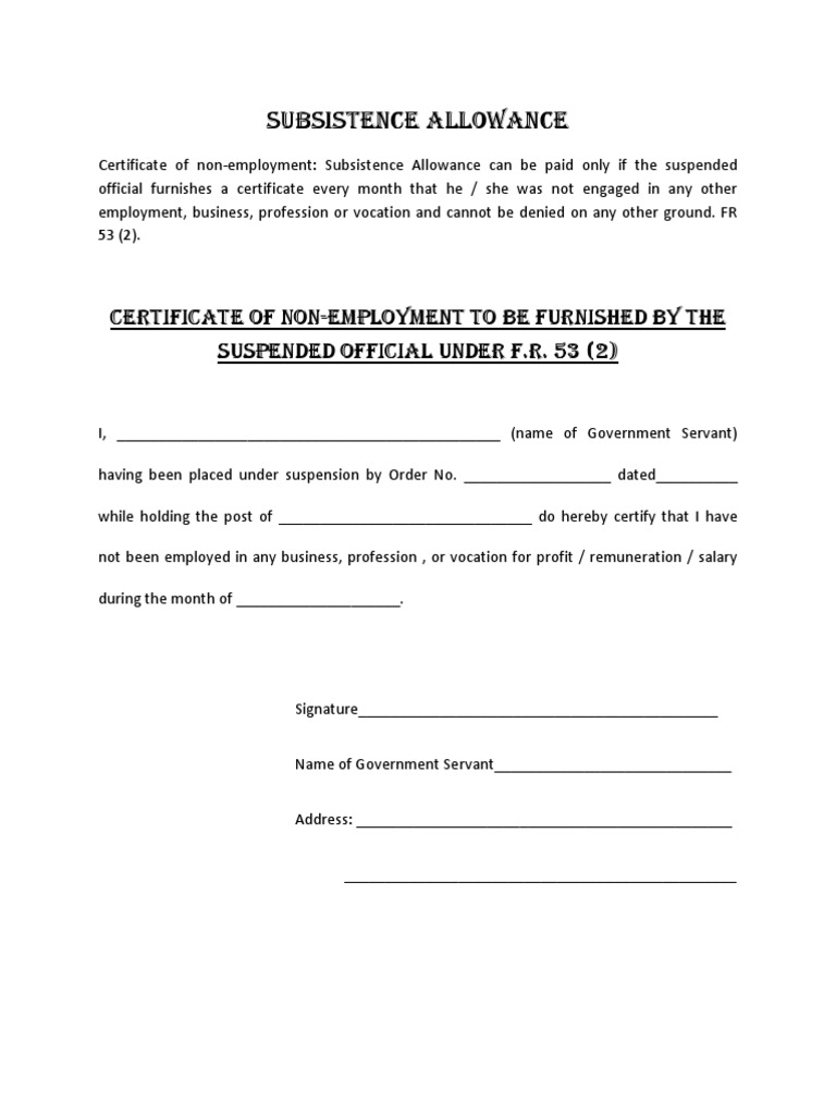 Subsistance Allowance | PDF