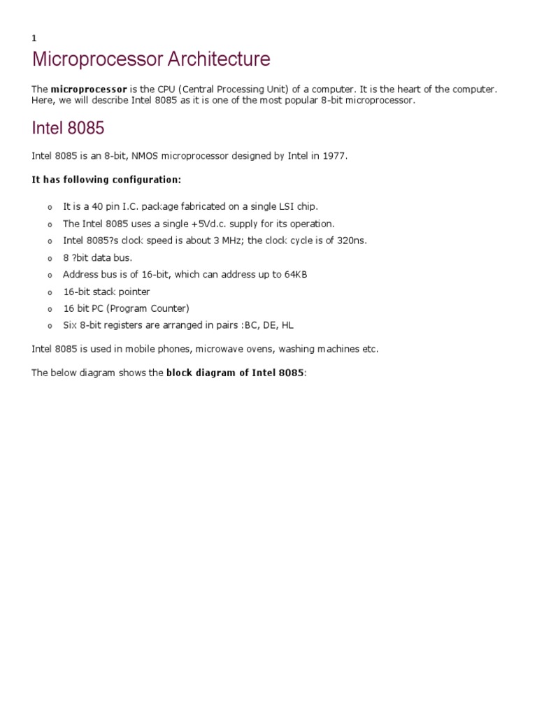 Microprocessor Notes | PDF | Central Processing Unit | Input/Output