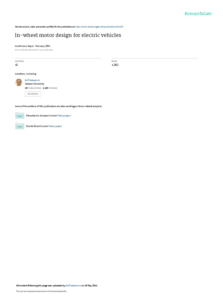 In-Wheel Motor Design For Electric Vehicles | PDF | Electric Motor ...