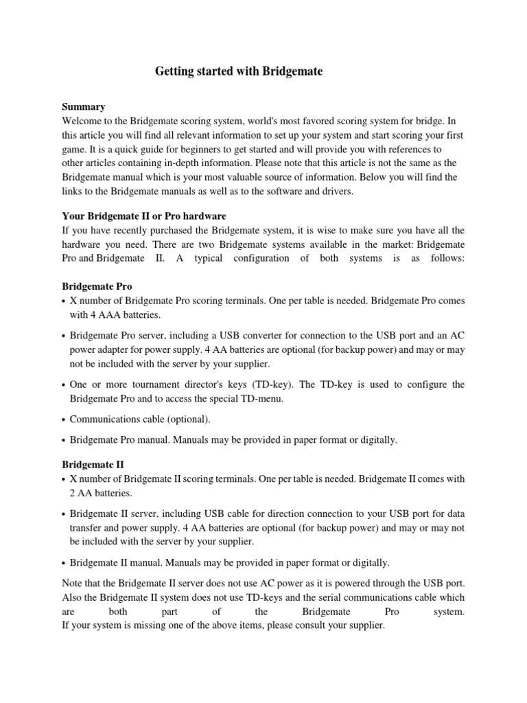 Getting Started With Bridgemate | PDF | Device Driver | Usb