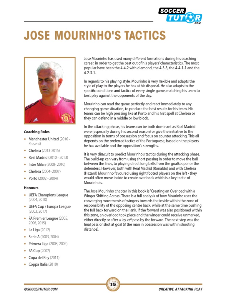 Jose Mourinho Tactics Creating An Overload Winger Shifting Inside | PDF ...
