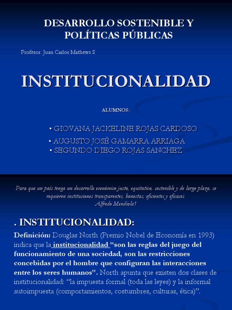 Institucionalidad y Desarrollo Sostenible | PDF | Institución ...