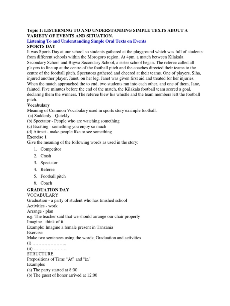 English Form 1 Topic 1 | PDF | Poetry | Adjective