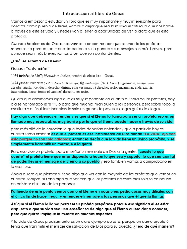Introducción Al Libro de Oseas | PDF | Libros de reyes | Jacob