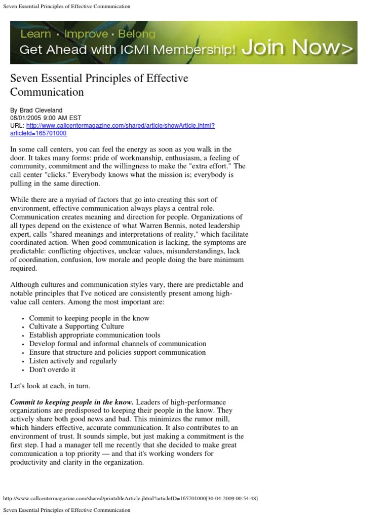 Seven Essential Principles of Effective Communication | PDF ...
