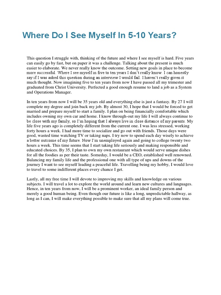 Where Do I See Myself in 5 | PDF | Psychological Concepts | Cognition