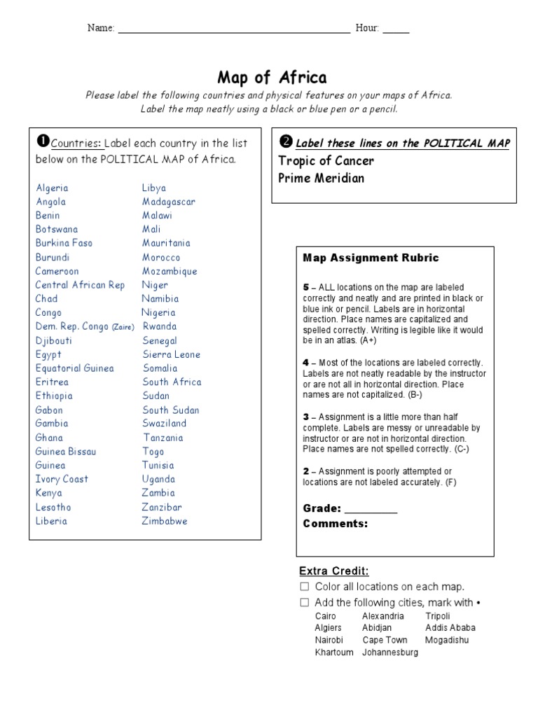 Africa Map Assignment PDF | PDF | Nile | Africa