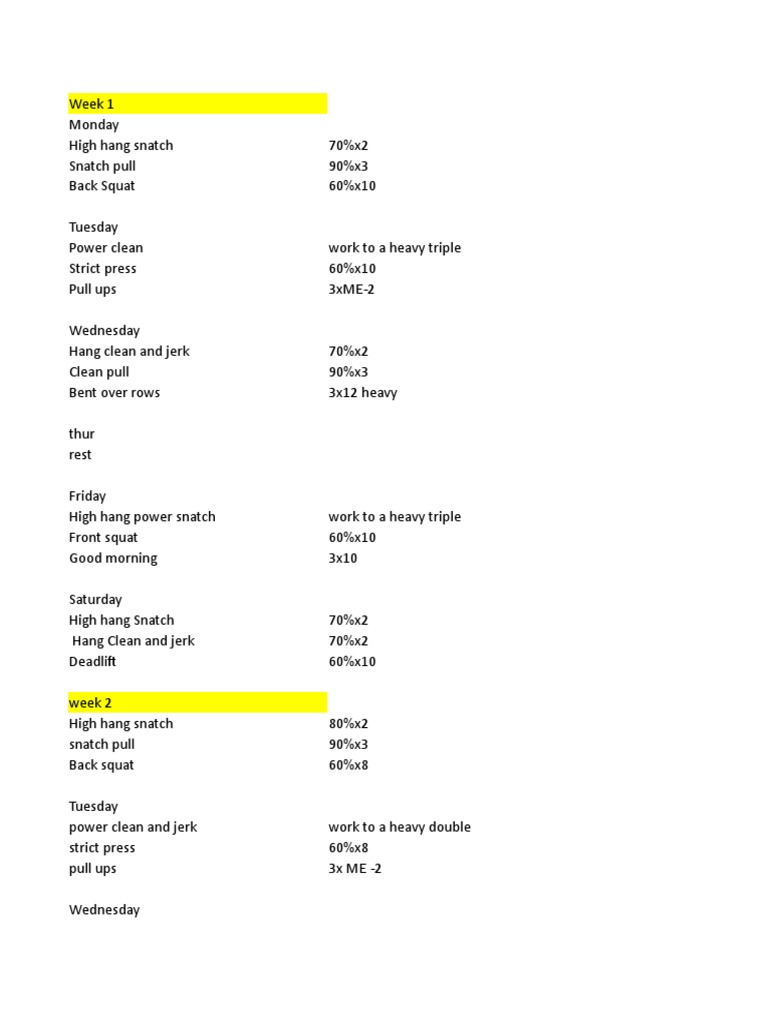12-Week Olympic Weightlifting Program | PDF | Sports