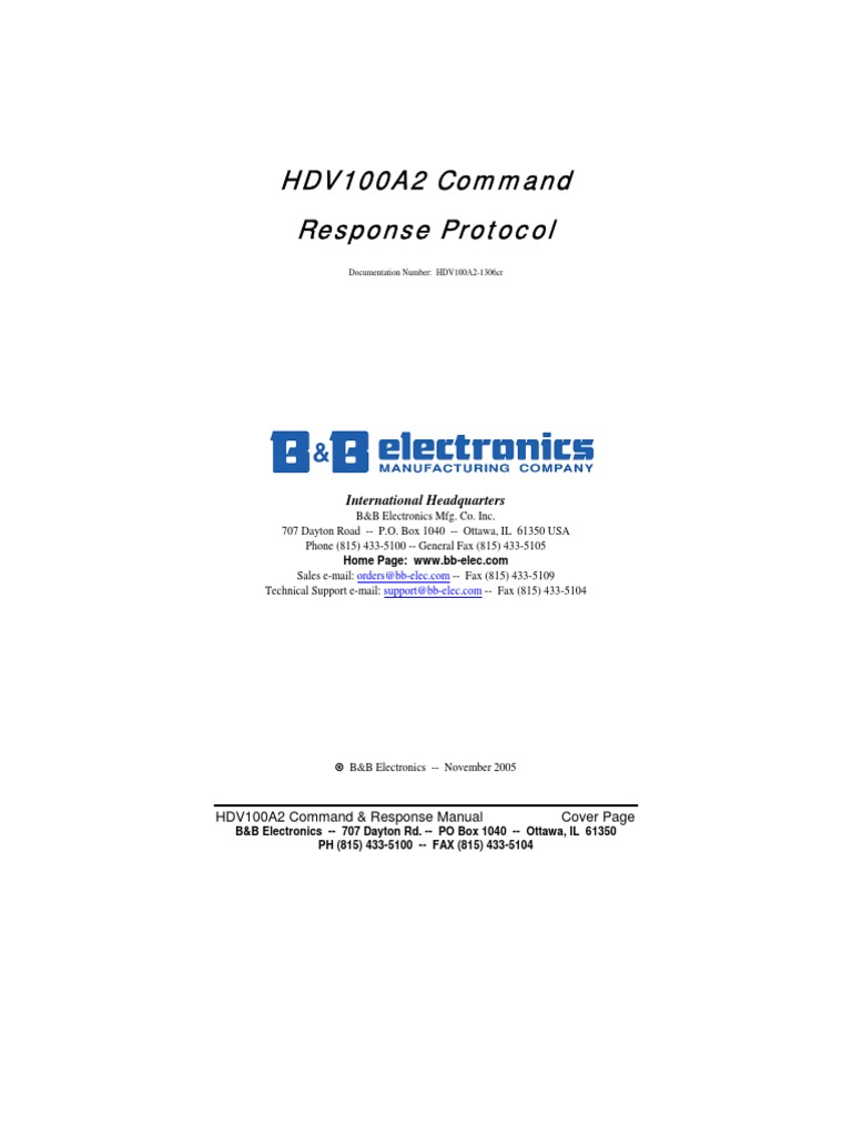 HDV100A2 1306CommandResponse | PDF | Byte | Computer Engineering