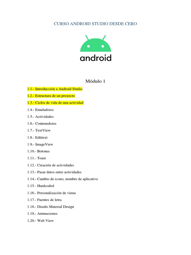 Curso Completo de Android Studio desde Cero | PDF | Java (lenguaje de ...