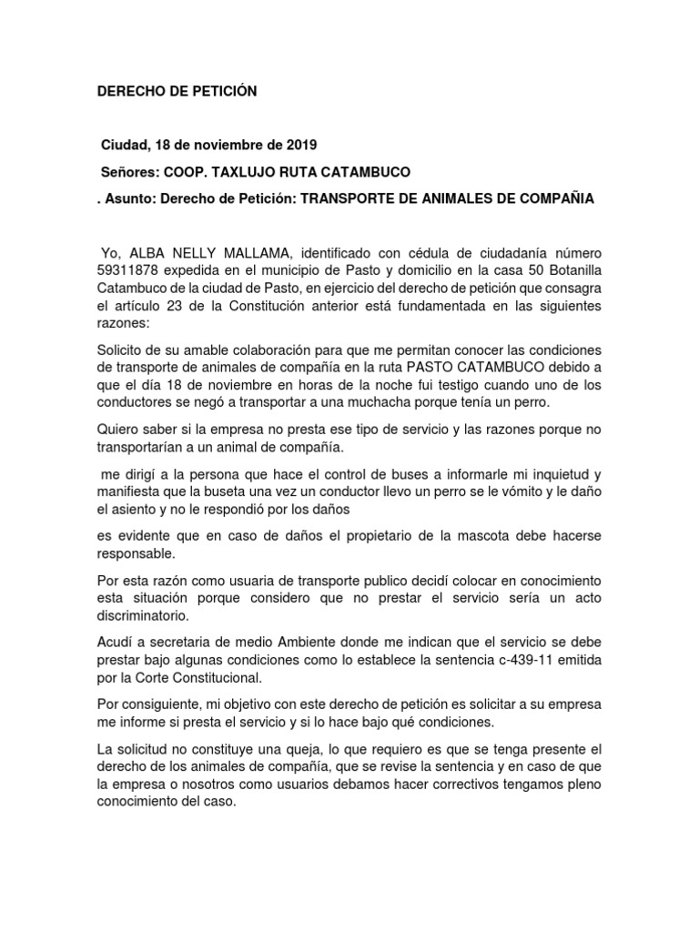 Formato Derecho de Petición | PDF