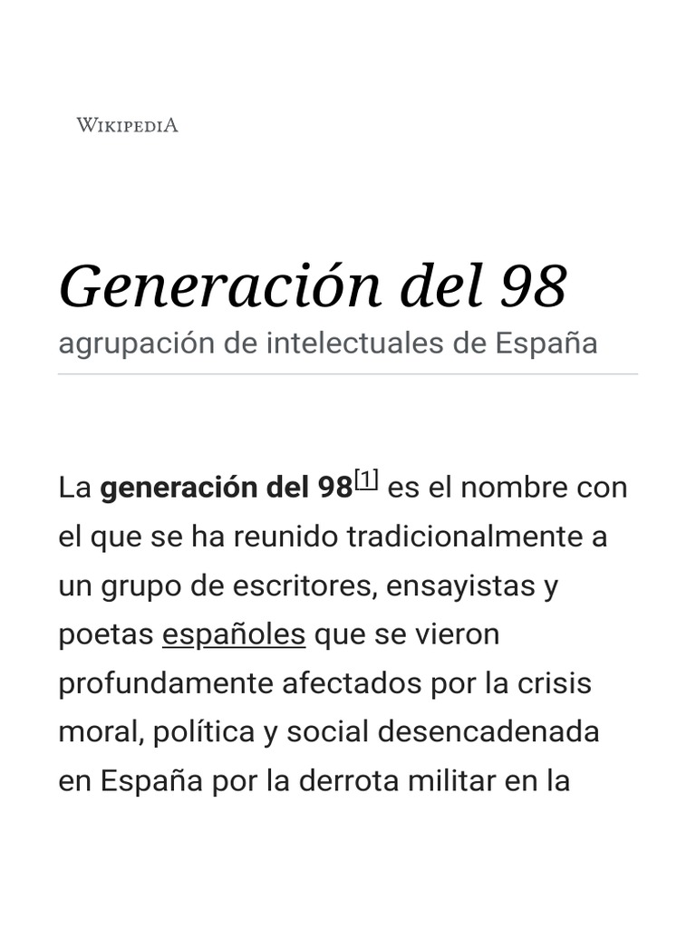 Generación Del 98 | PDF | España