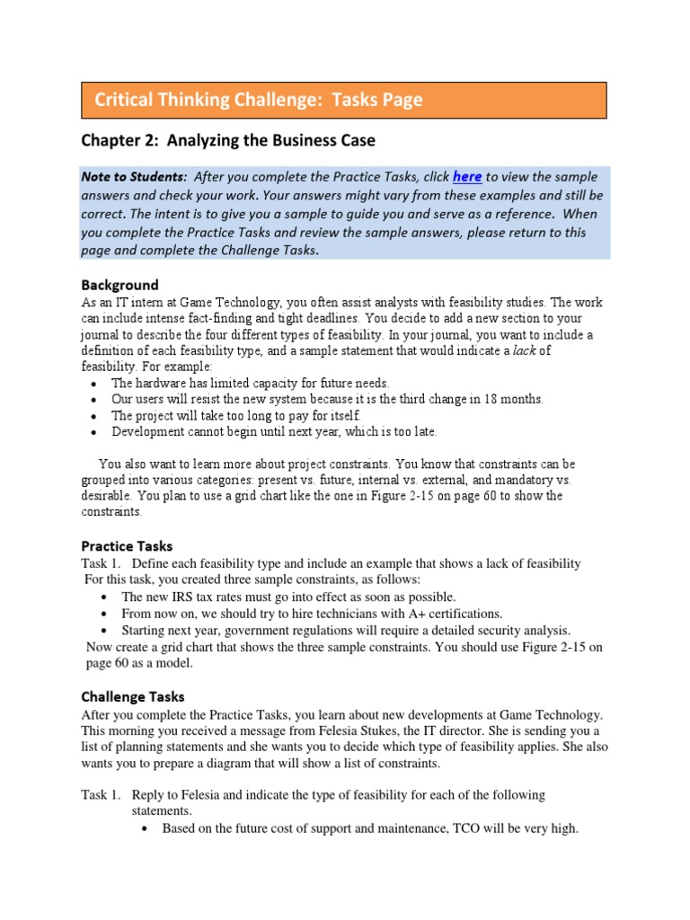 Critical Thinking Challenge 2 | PDF | Total Cost Of Ownership | Business