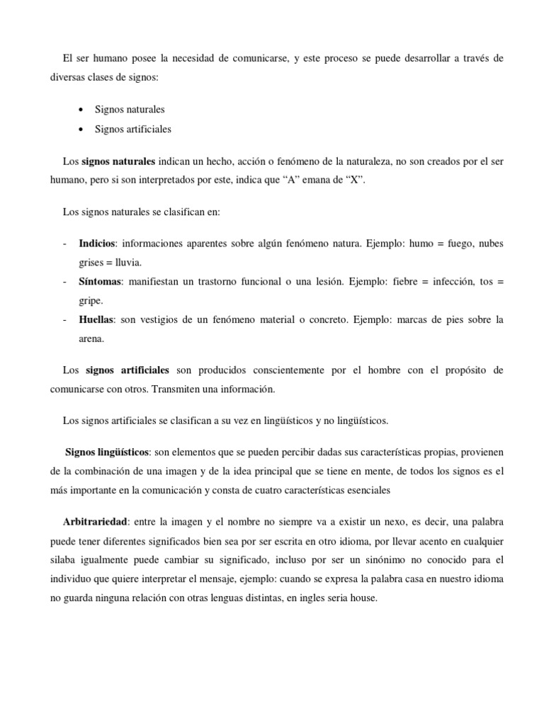 Signos Naturales y Artificiales | PDF | Semiótica | Ciencia cognitiva