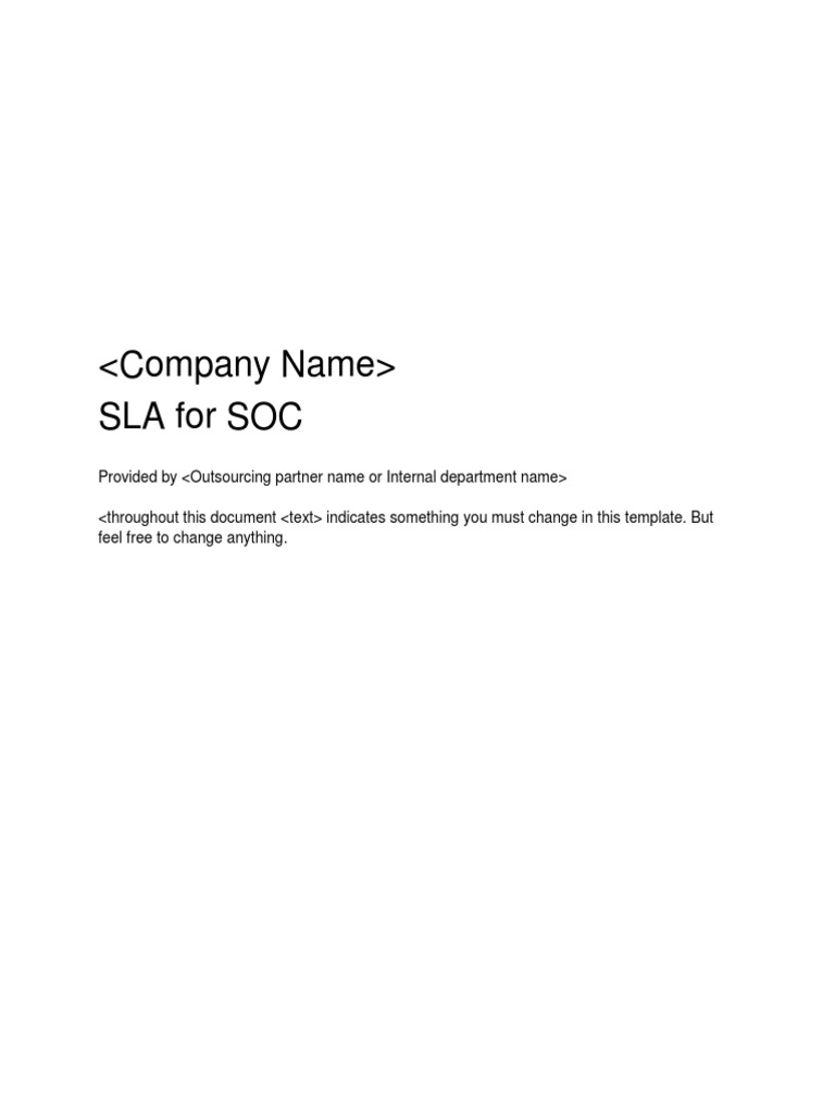 SOC SLA Template v1 Idc2bp | PDF | Service Level Agreement | Denial Of ...