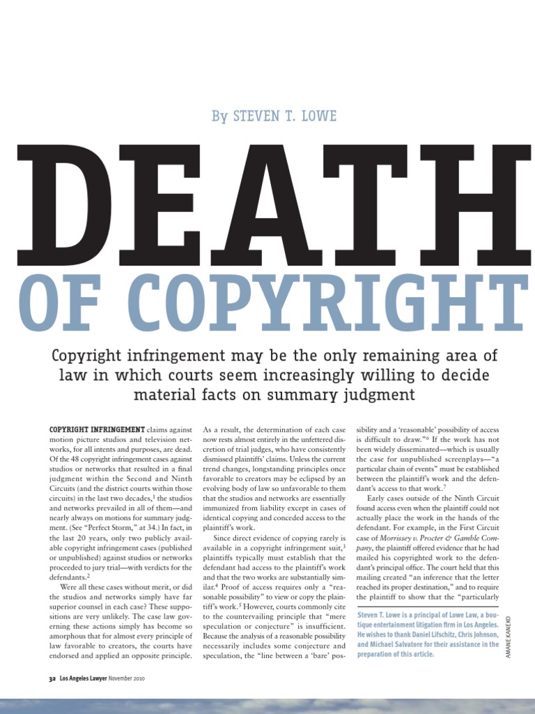 Death of Copyright - Steven T. Lowe (Lowe Law, P.C.) | PDF ...