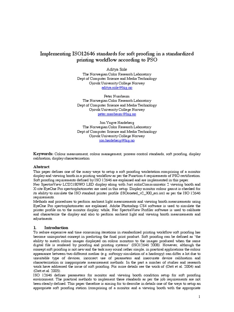 Implementin Iso 12646 | PDF | Computer Monitor | Film Speed