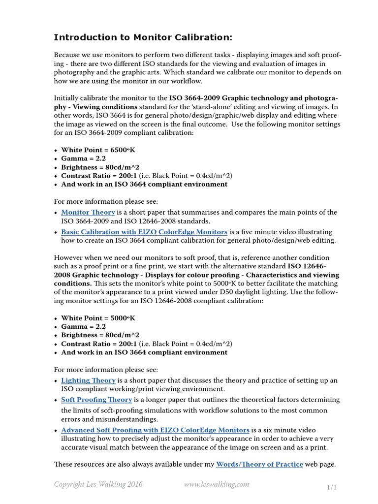 Introduction To Monitor Calibration PDF | PDF | Computer Monitor | Film ...