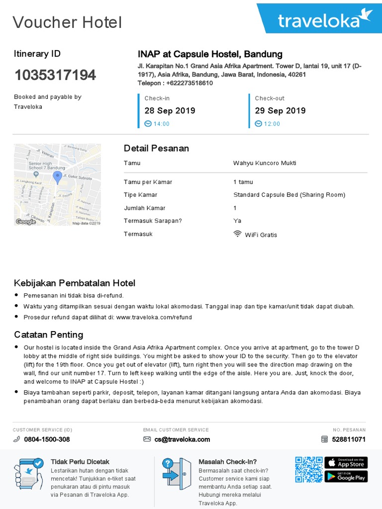 Contoh Form Booking Traveloka | PDF