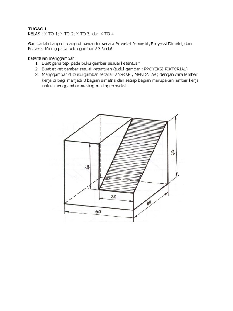Proyeksi Piktorial Tugas 1 | PDF