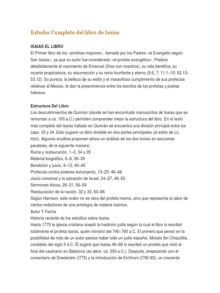 Estudio Completo Del Libro de Isaías | PDF | Isaias | Libro de Isaías